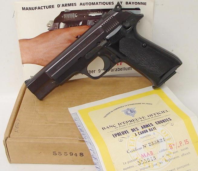 MAB PA-15 9mm caliber pistol. Scarce French high capacity service ...