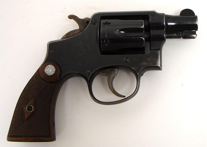 Smith & Wesson M&P .38 special caliber revolver. This is a rare pre-war ...