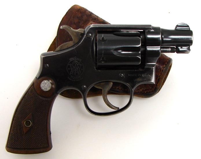 Smith & Wesson M&P .38 special caliber revolver. This is a rare pre-war ...