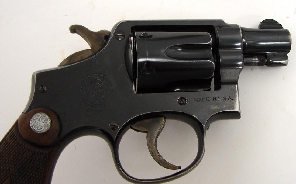 Smith & Wesson M&P .38 special caliber revolver. This is a rare pre-war ...