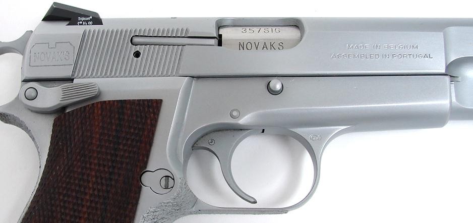Browning Hi-Power.357 Sig caliber pistol. Novak custom gun with Novak ...