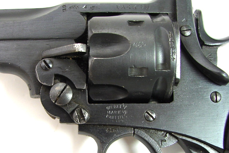 Webley Mark VI .455 Webley caliber revolver. Note: This is an unusual ...