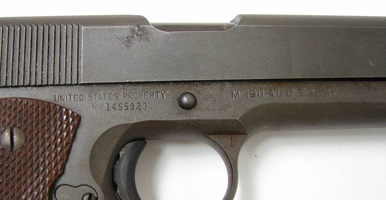 Ithaca 1911A1 .45 ACP caliber pistol. WWII U.S. military pistol. Has a ...