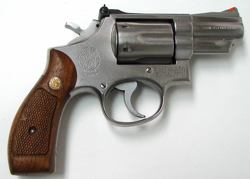 Smith & Wesson 66 .357 magnum caliber revolver. Snub nose model with T ...