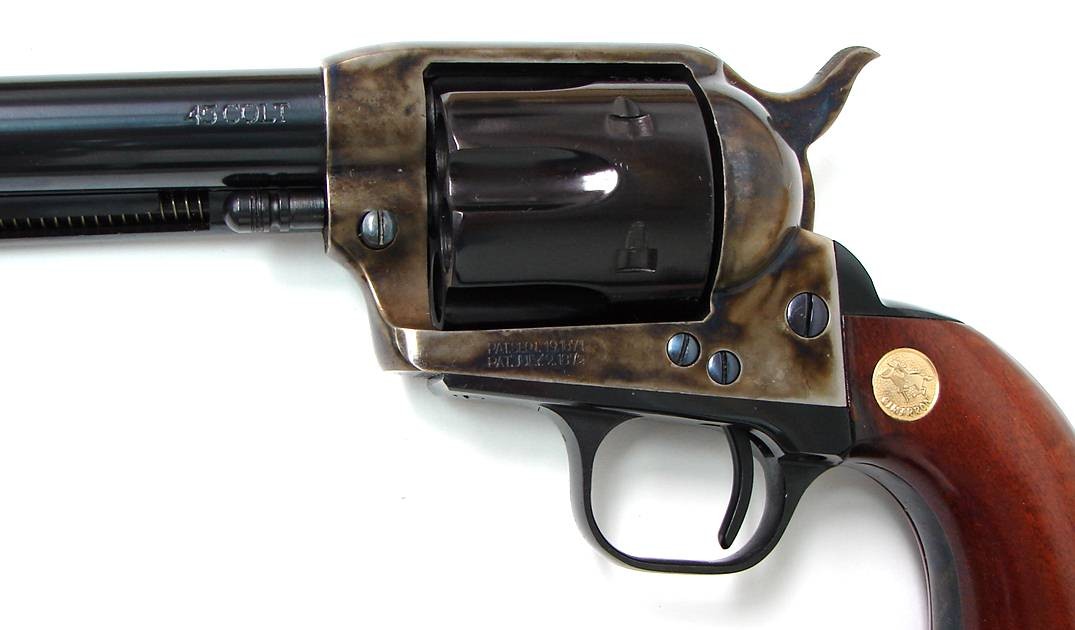 Uberti P .45 LC/ACP caliber revolver. Dual cylinder 5 1/2 barrel. Fired ...