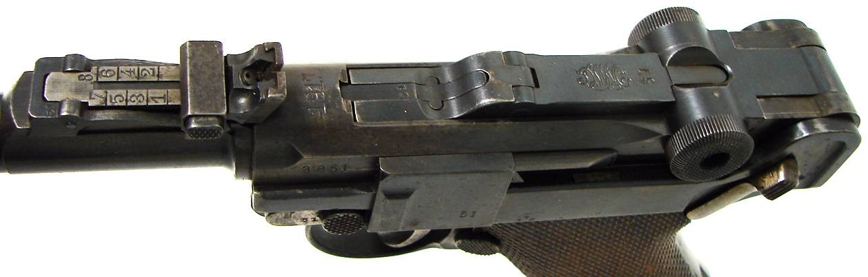 DWM P.08 9mm Para caliber pistol. W.W.I Artillery luger. 1917 dated ...