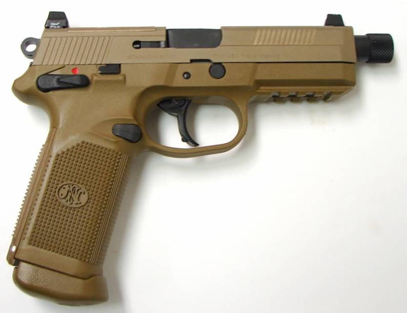 FNH USA FNP-45 .45 ACP caliber pistol. Tactical model with threaded ...