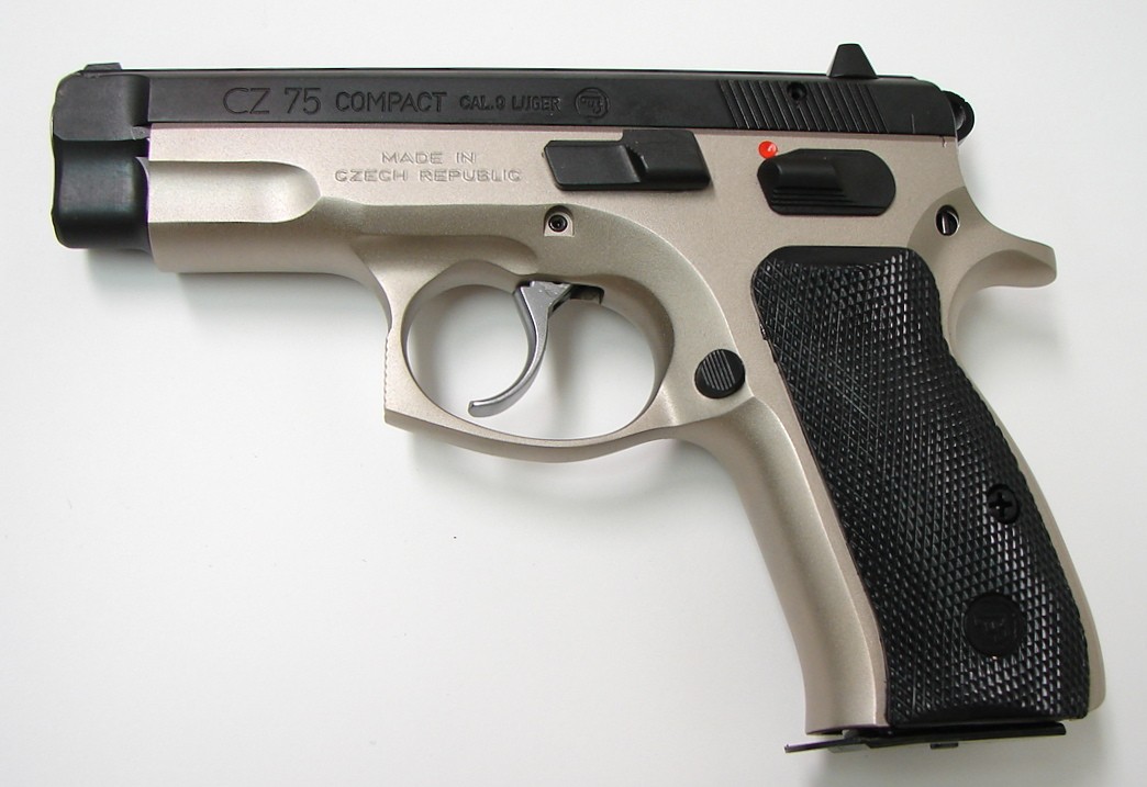 CZ 75 Compact 9 MM Luger caliber pistol. CA 75 Compact two tone pistol ...