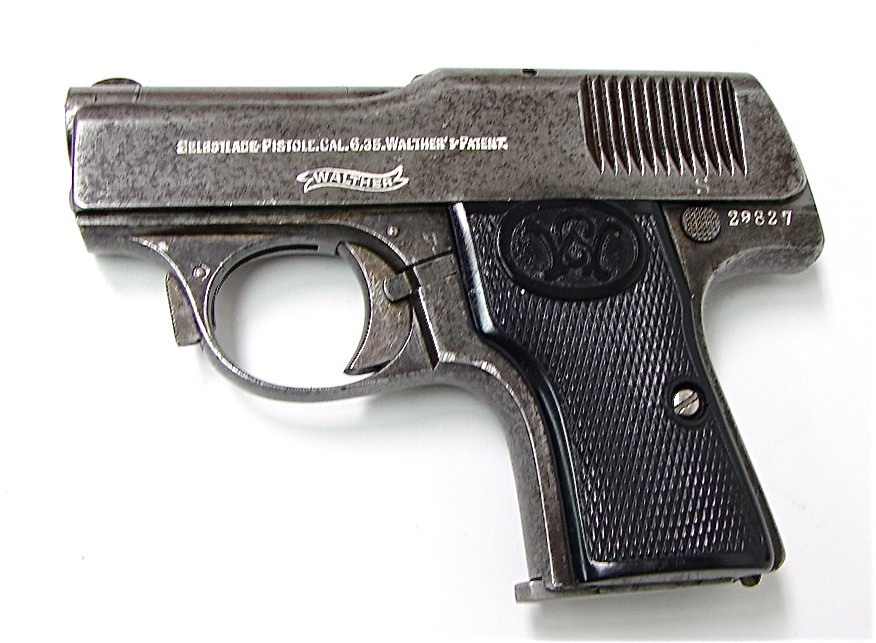 Walther MOD 1 .25 ACP caliber pistol. Introduced in 1908. This would be ...