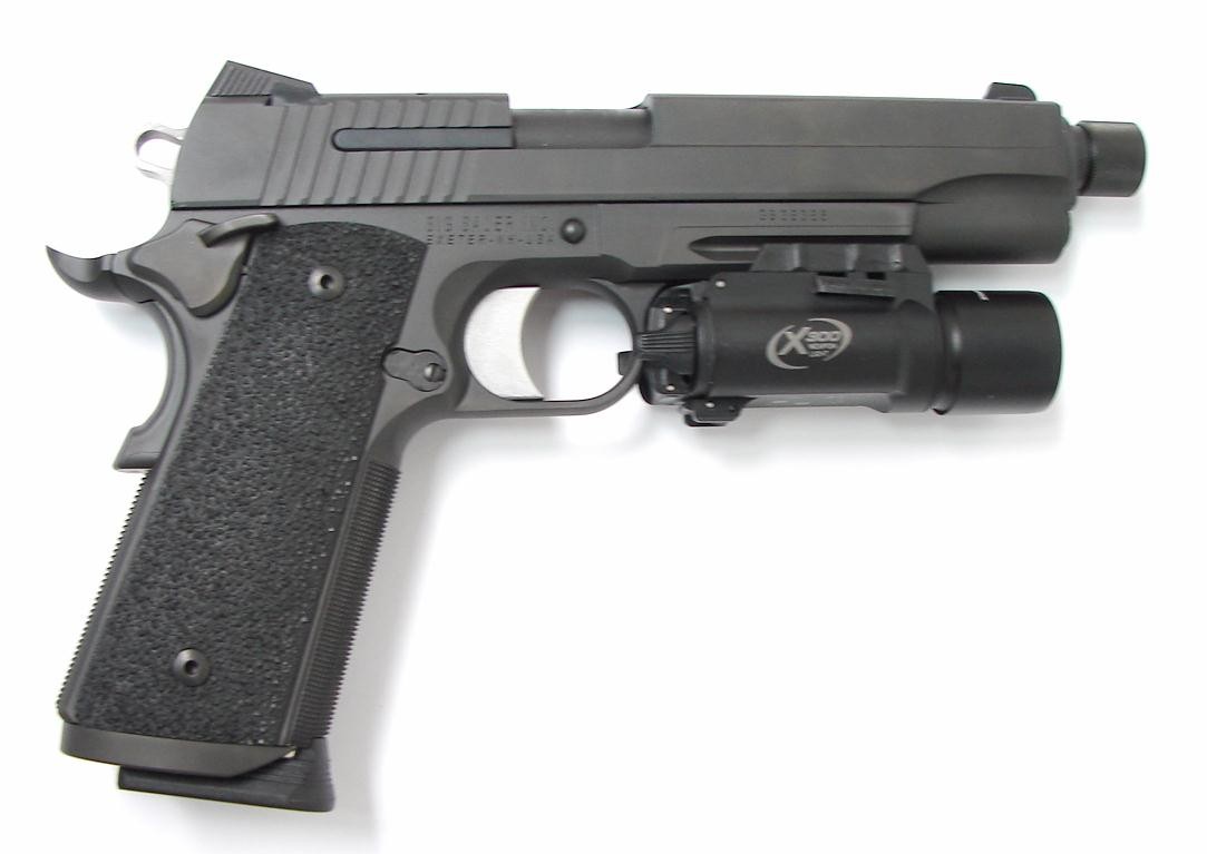 Sig Sauer 1911 .45 ACP caliber pistol. TAC OPS model with threaded ...