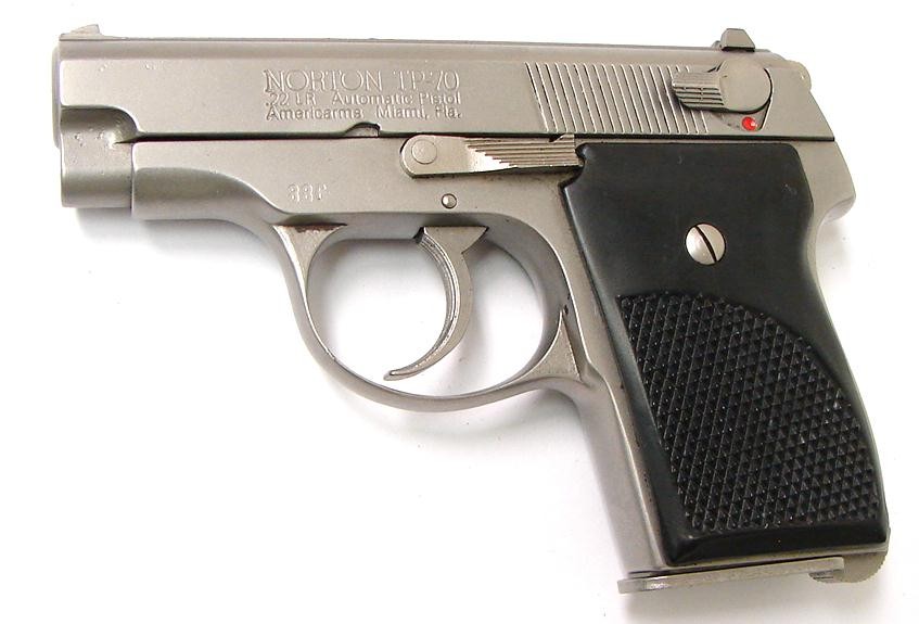 P-70 .22 LR caliber pistol. 1970s vintage all stainless steel pocket ...