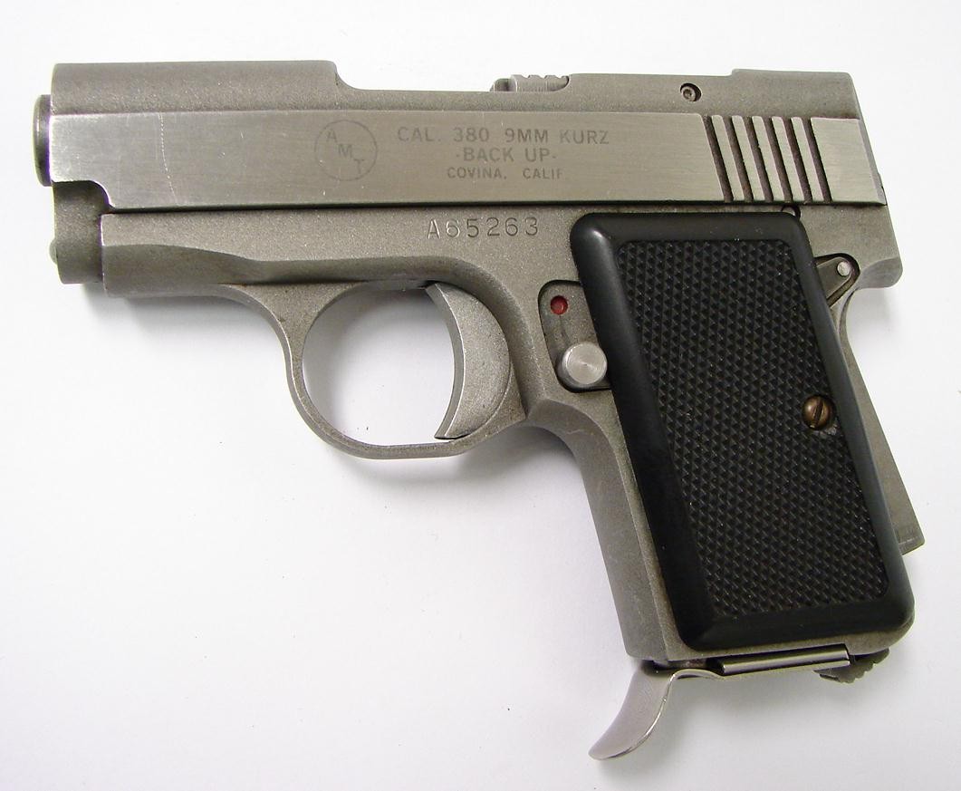 AMT Back Up .380 ACP caliber pistol. Stainless steel pocket pistol in ...