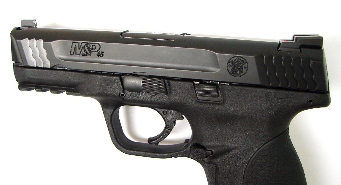 Smith & Wesson M&P .45 ACP caliber pistol. S&W 45 pistol with fixed ...