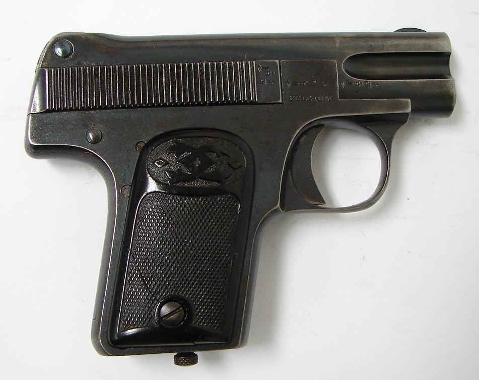 Clement 1908 .25 ACP caliber pistol. Produced in Belgium about 1909 ...