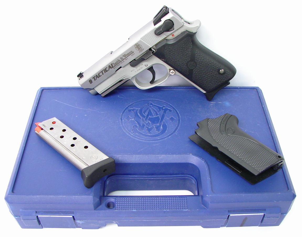 Smith & Wesson 3913 TSW 9MM caliber pistol. Compact tactical model with ...