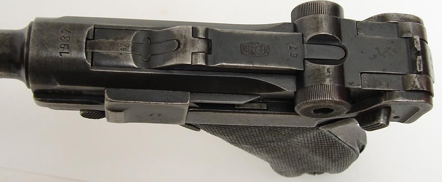 Mauser P-08 9mm caliber pistol. Mauser Banner with 1937 date ...