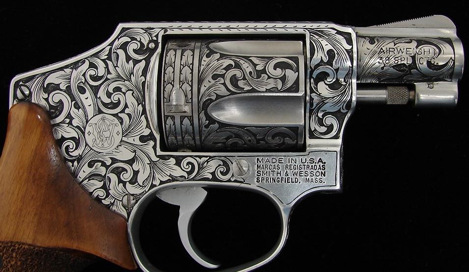 Smith & Wesson 642 .38 Special caliber revolver. Custom engraved ...