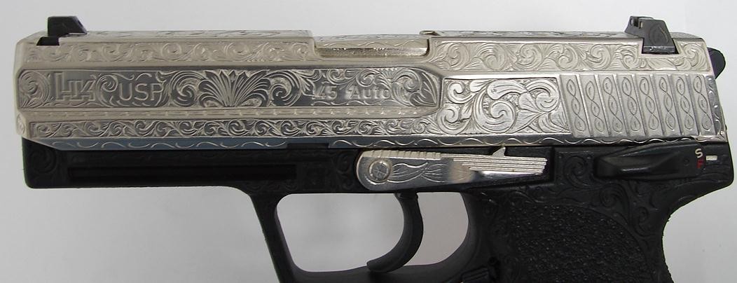 Heckler & Koch USP .45 ACP caliber pistol. Beautiful custom engraved ...