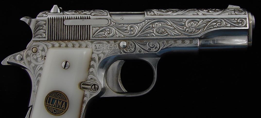 Llama Small Frame .32 ACP caliber pistol. Rare factory engraved model ...