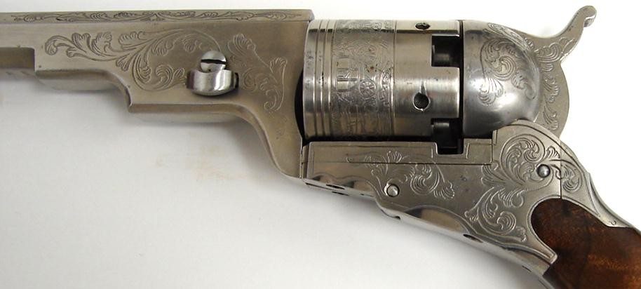 Italian Made Texas Paterson .36 caliber percussion revolver. Engraved ...
