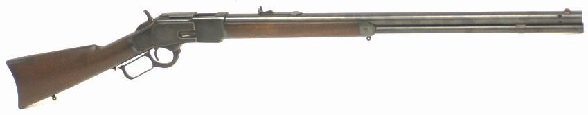 Winchester 1873 .44-40 caliber rifle. Gun is a good refinish & has the ...