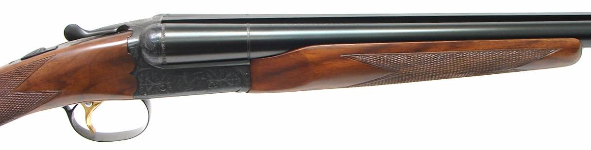 Ithaca 280 12 gauge shotgun. Side-by-side model with straight stock ...