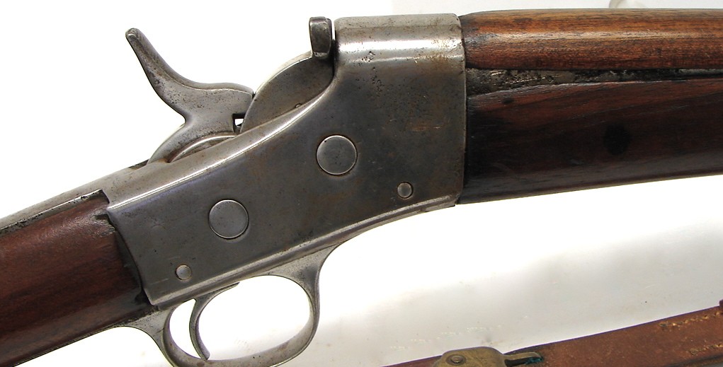 Remington 1901 7mm Mauser caliber rolling block rifle. Gray metal on ...