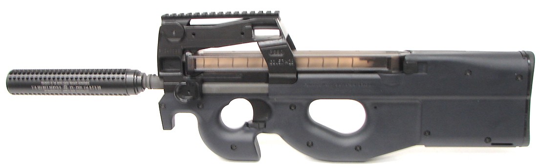 FN PS-90 5.7x28mm caliber tactical carbine with fake suppressor ...