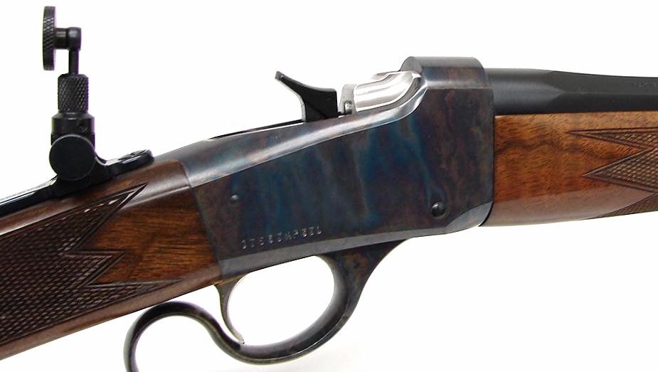 Browning 1885 .45 Colt caliber rifle. Traditional hunter low wall model ...