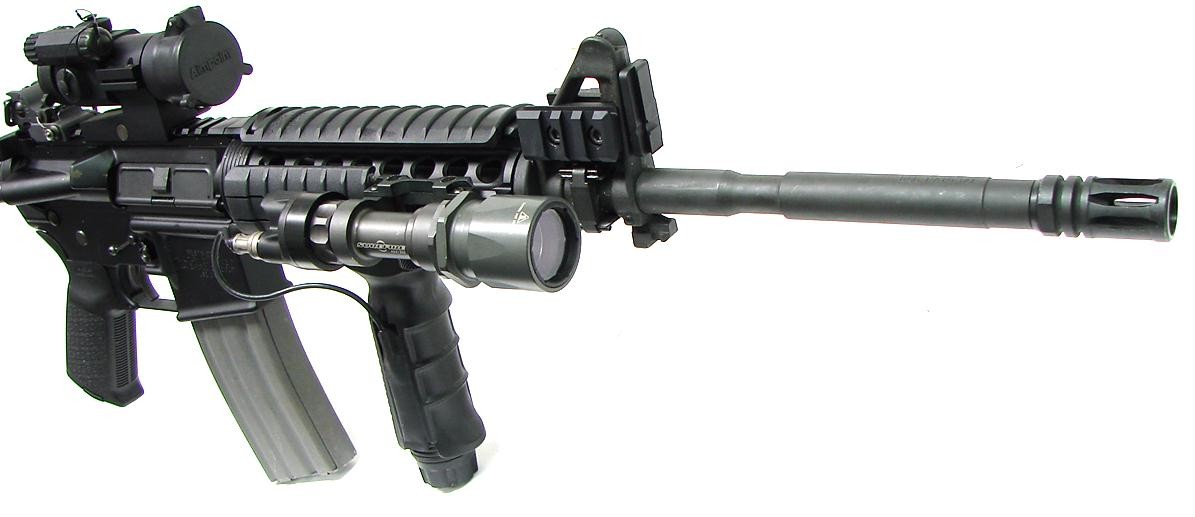 Colt Law Enforcement 5.56mm caliber rifle. Decked out M4 type carbine ...