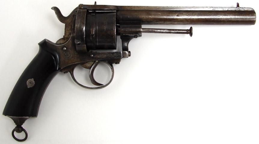 Belgian Pinfire revolver in approximately 12mm caliber. Engraved with ...