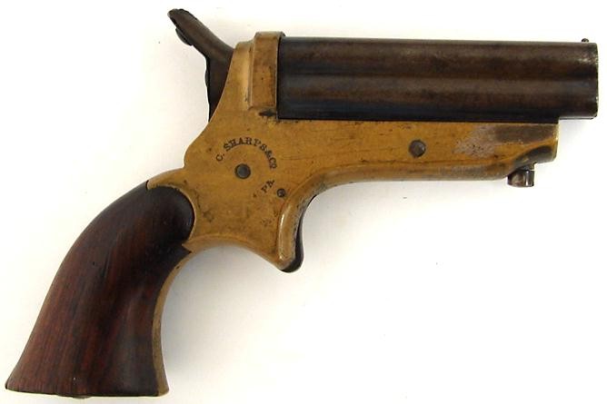 Sharps Model 1C .22 caliber derringer with excellent grips, fine brass ...