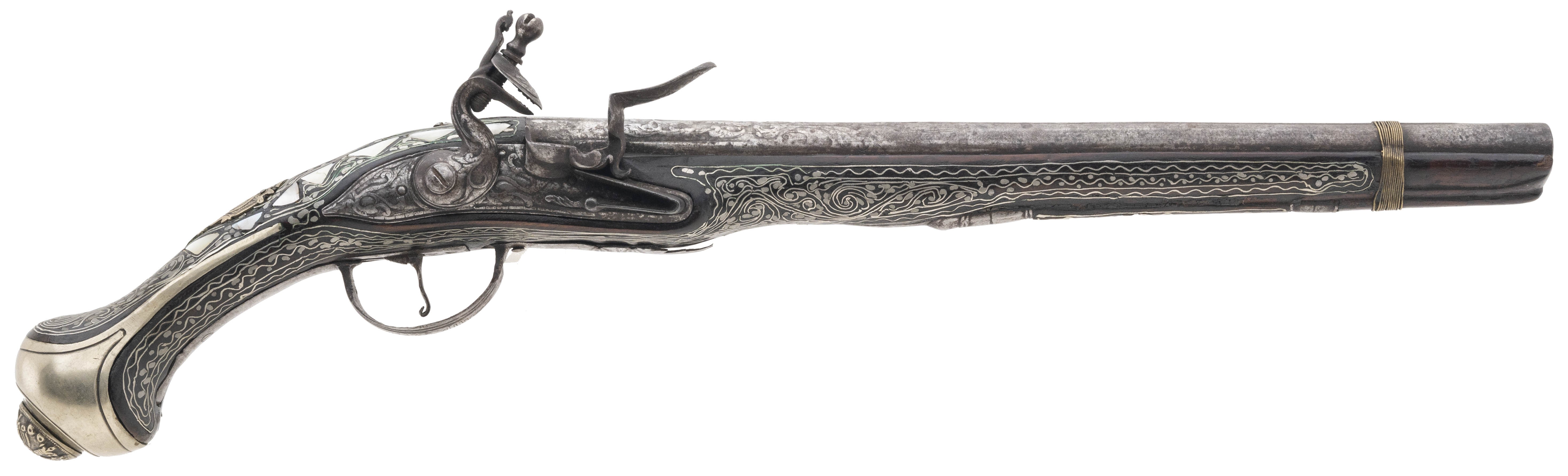 Silver Inlayed Middle Eastern Flintlock Pistol (AH8157) - Collectors ...