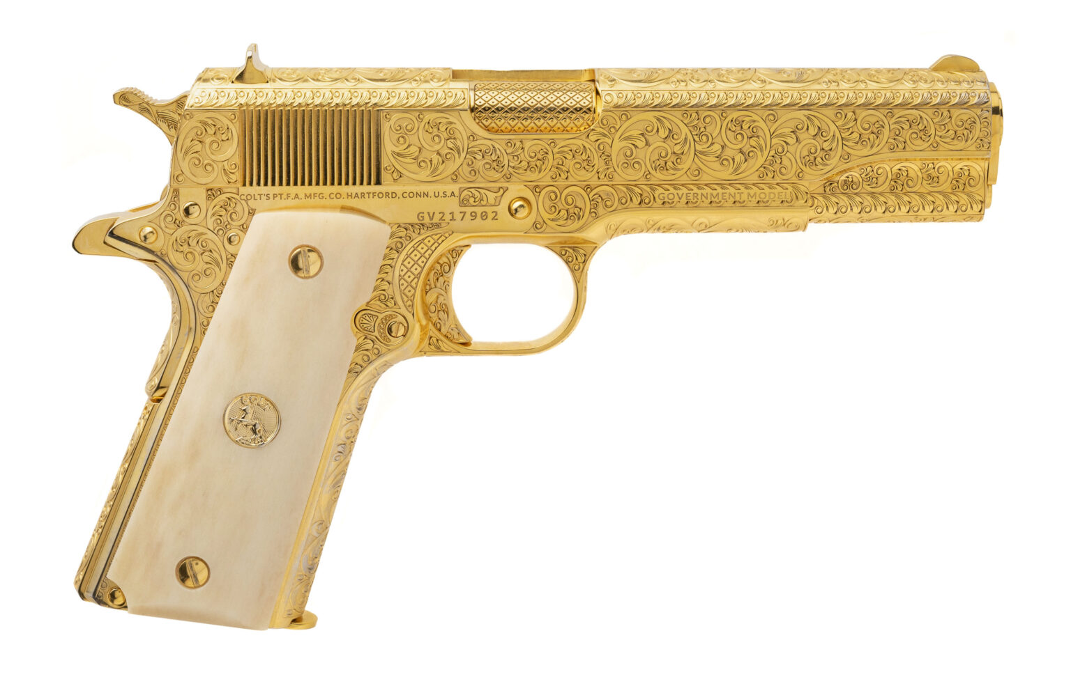 Colt 1911 Government Custom Gold Plated Pistol .45 ACP (C18955 ...