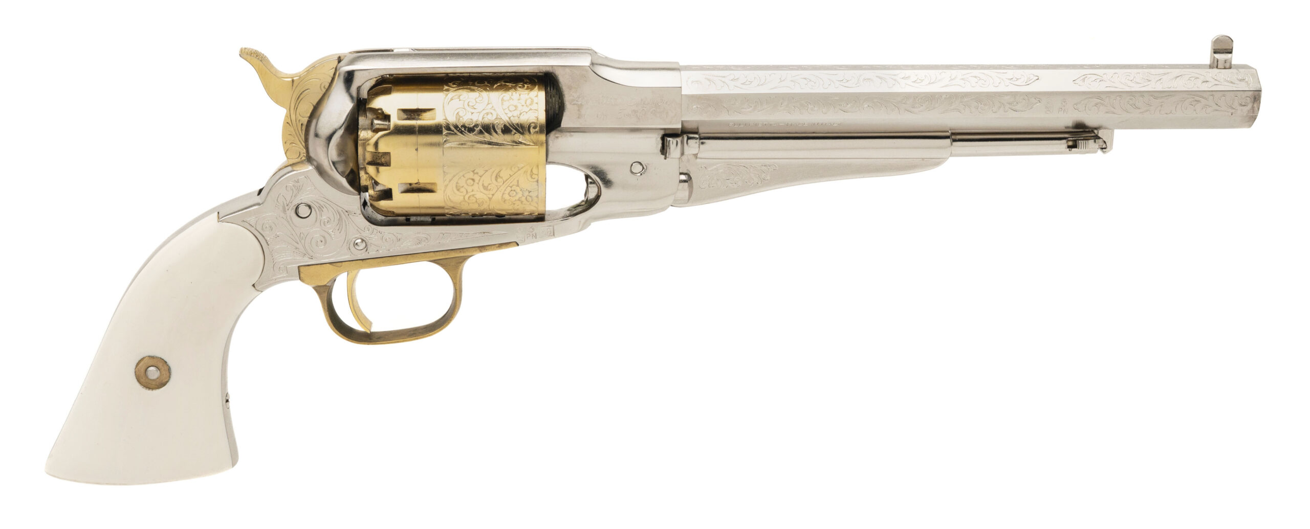Pair of Pietta 1858 Remington Black Powder Engraved Revolvers .44 cal ...